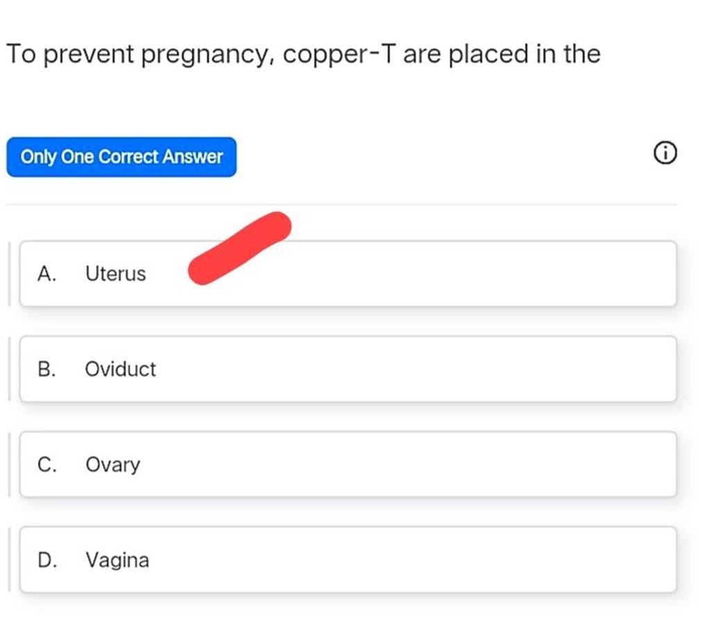 To prevent pregnancy, copper-T are placed in the Only One Correct Answer..