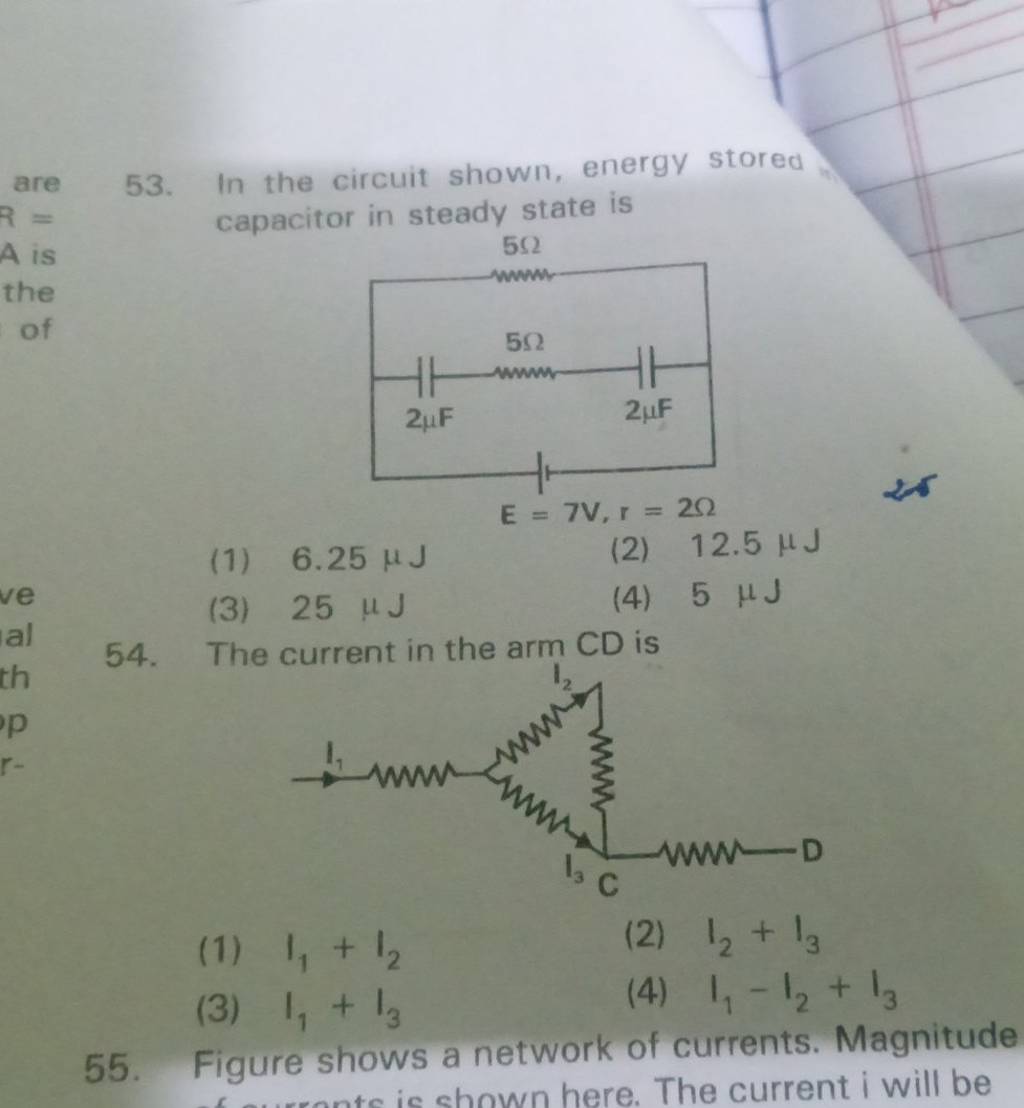 In The Circuit Shown Energy Stored Capacitor In Steady State Is 5Ω Filo