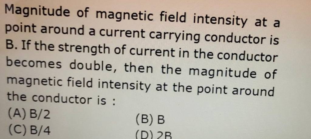 Magnitude of magnetic field intensity at a point around a current carryin..