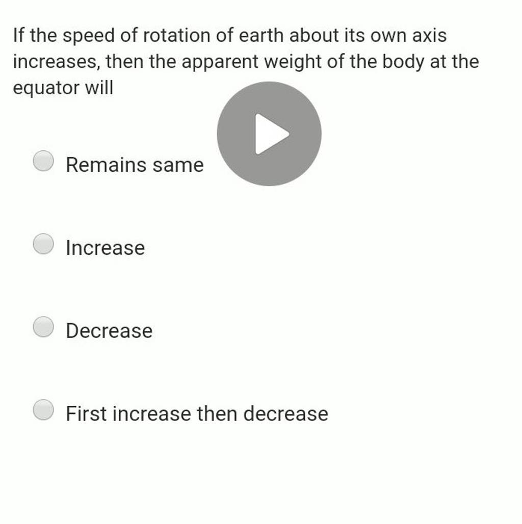 If the speed of rotation of earth about its own axis increases, then the