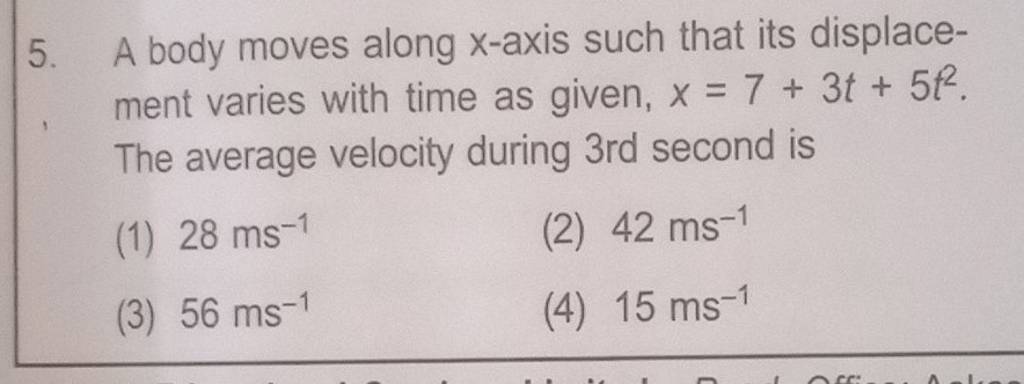 A Body Moves Along X Axis Such That Its Displacement Varies With Time As