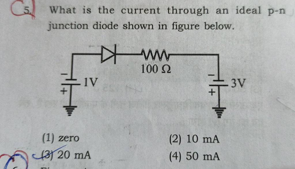 What is the current through an ideal p−n junction diode shown in figure b..