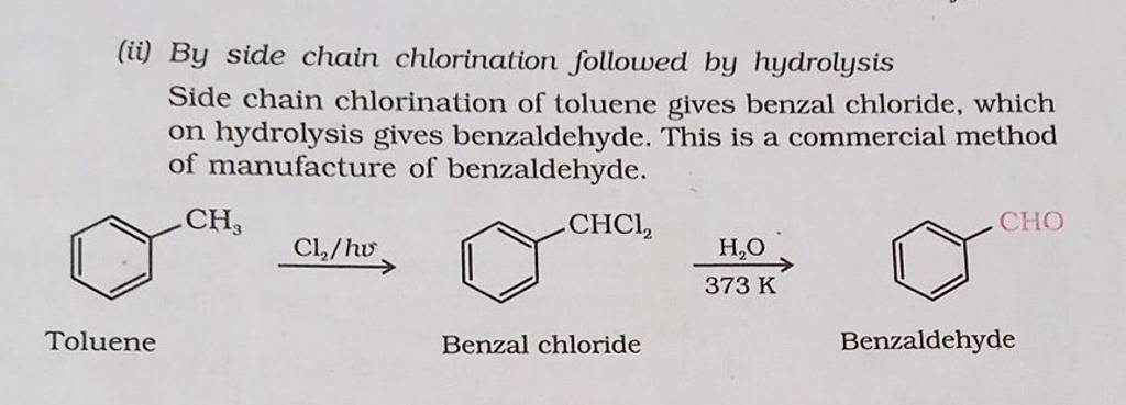 (ii) By side chain chlorination followed by hydrolysis | Filo