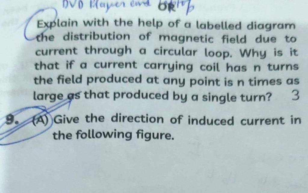 Explain with the help of a labelled diagram the distribution of magnetic