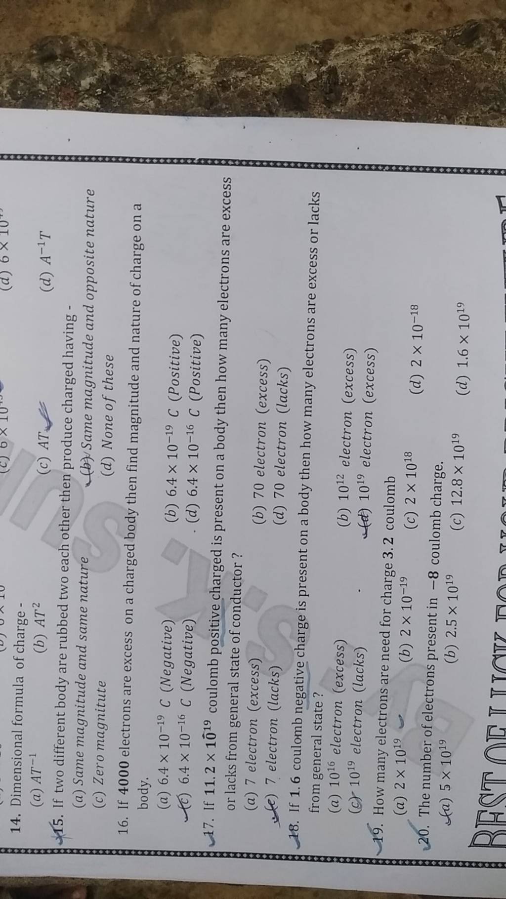 Dimensional Formula Of Charge Filo