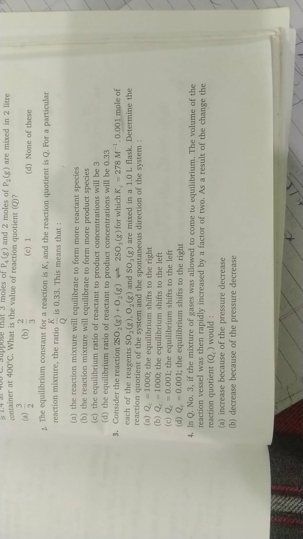 The Equilibrium Constant For A Reaction Is K And The Reaction Quotient I