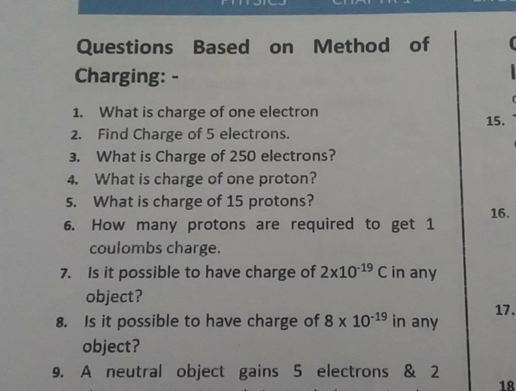Questions Based on Method of Charging: - | Filo