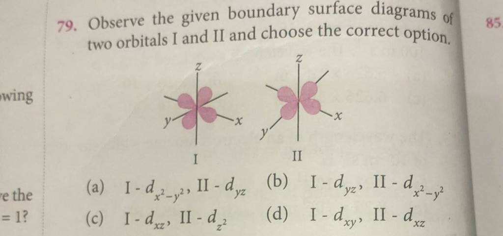 79. Observe the given boundary surface diagrams of 85 two orbitals I and