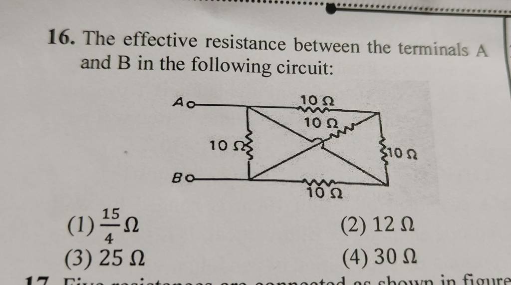 The effective resistance between the terminals A and B in the following c..