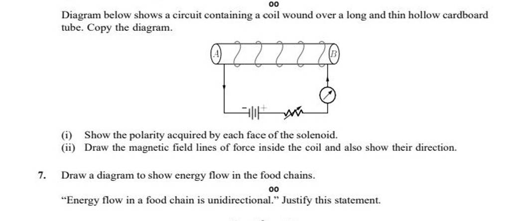 Diagram below shows a circuit containing a coil wound over a long and thi..