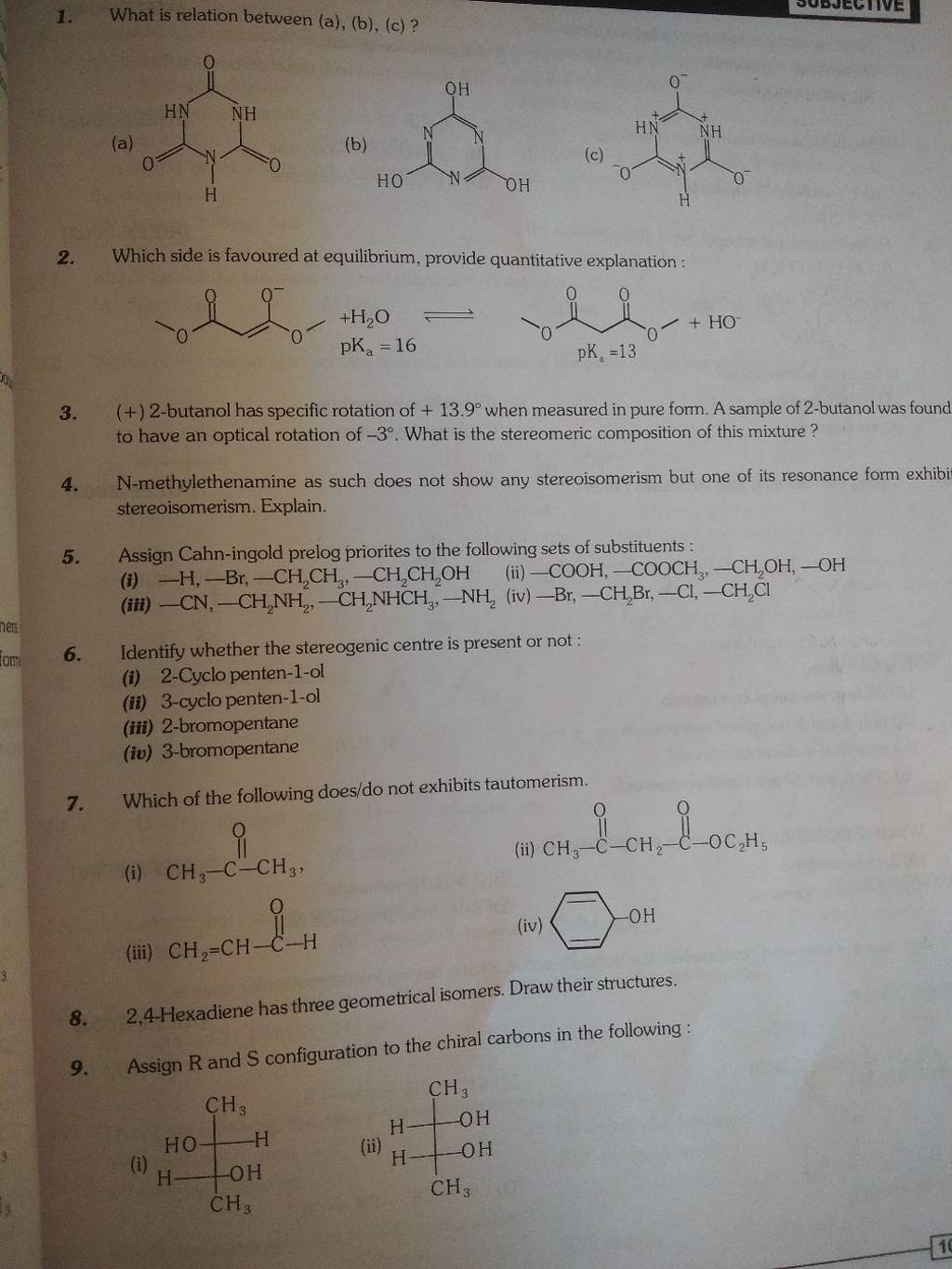 2 4 Hexadiene Has Three Geometrical Isomers Draw Their Structures 9 As