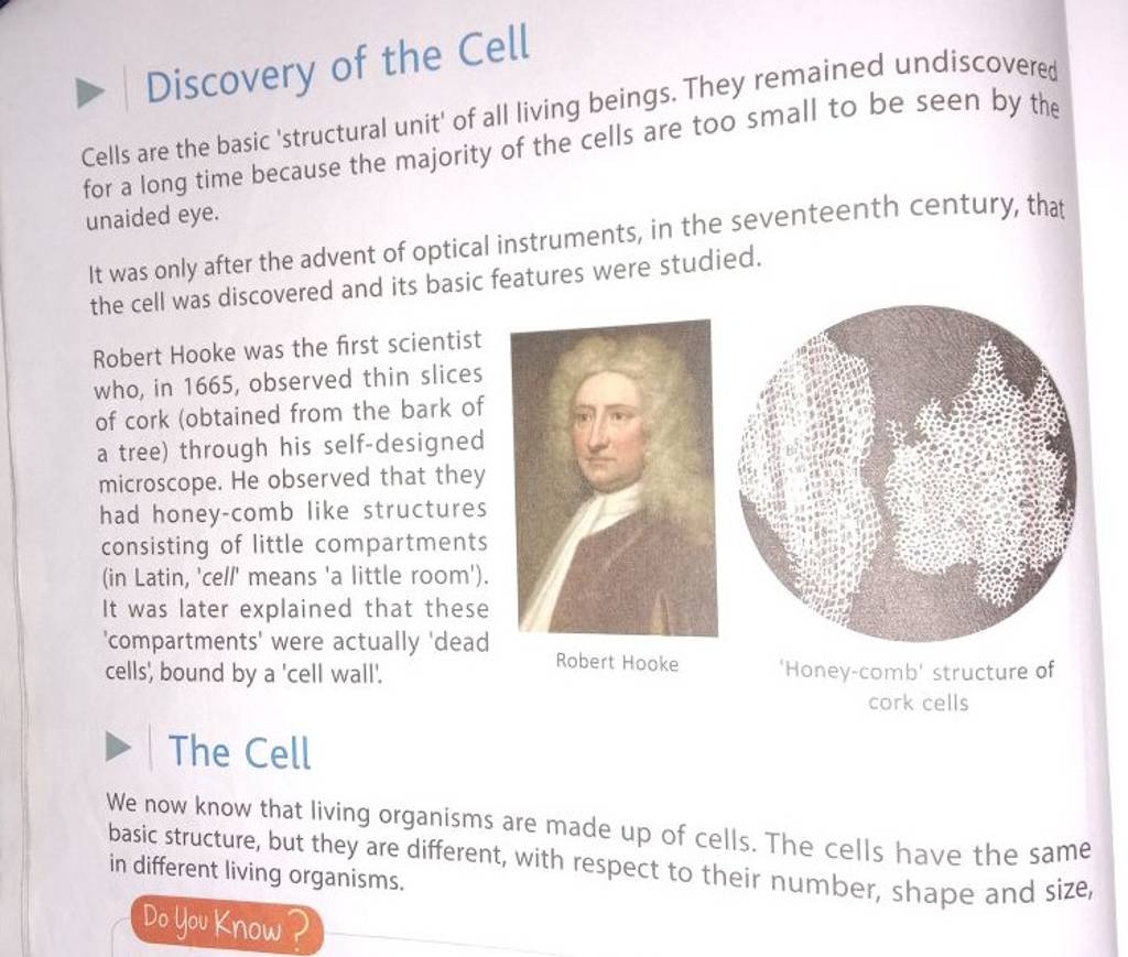 Discovery of the Cell Cells are the basic 'structural unit' of all living..