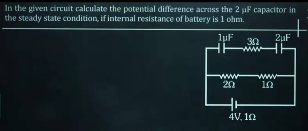 In the given circuit calculate the potential difference across the 2μF ca..
