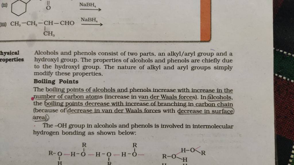 (ii) (iii) Alcohols and phenols consist of two parts, an alkyl/aryl group..