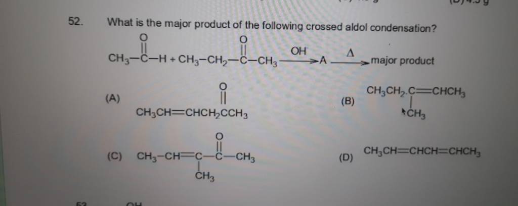 What is the major product of the following crossed aldol condensation?..