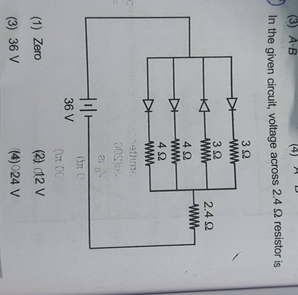 In the given circuit, voltage across 2.4Ω resistor is | Filo