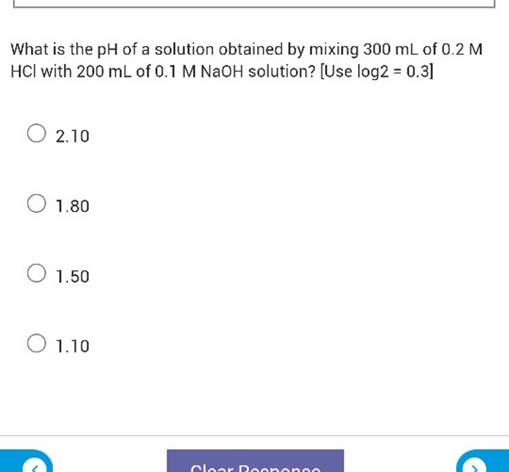 What is the pH of a solution obtained by mixing 300 mL of 0.2M HCl with 2..