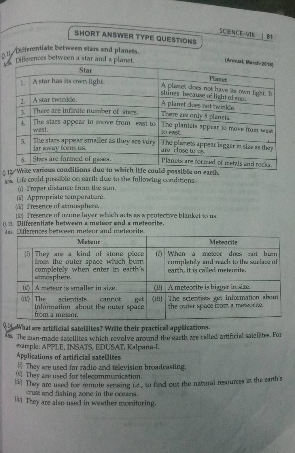 Q 13 Differentiate Between A Meteor And A Meteorite Ans Differences Be