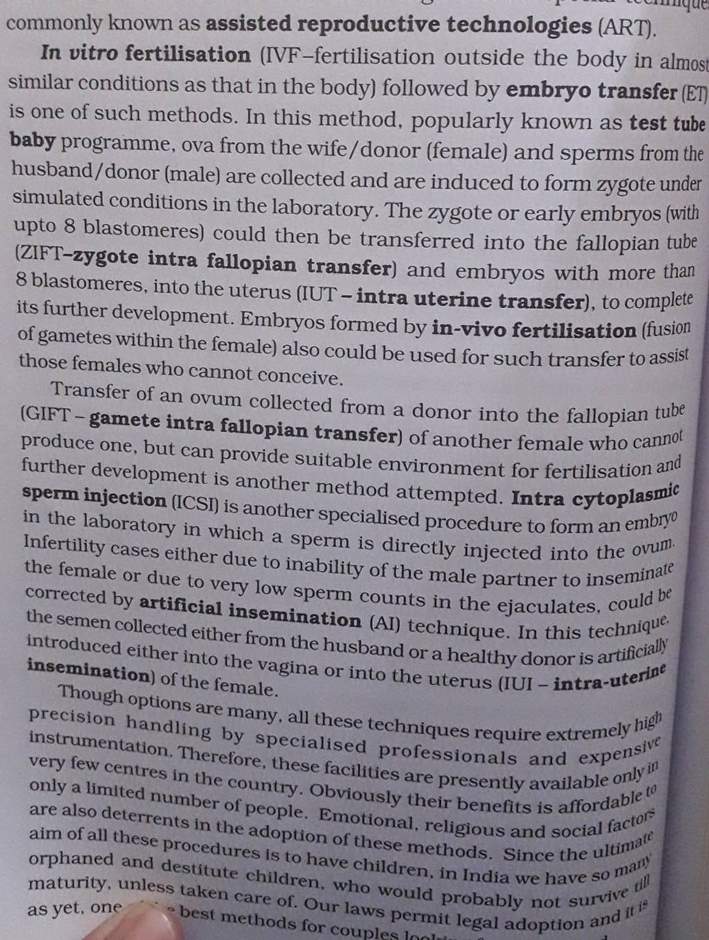 commonly known as assisted reproductive technologies (ART). In vitro fert..