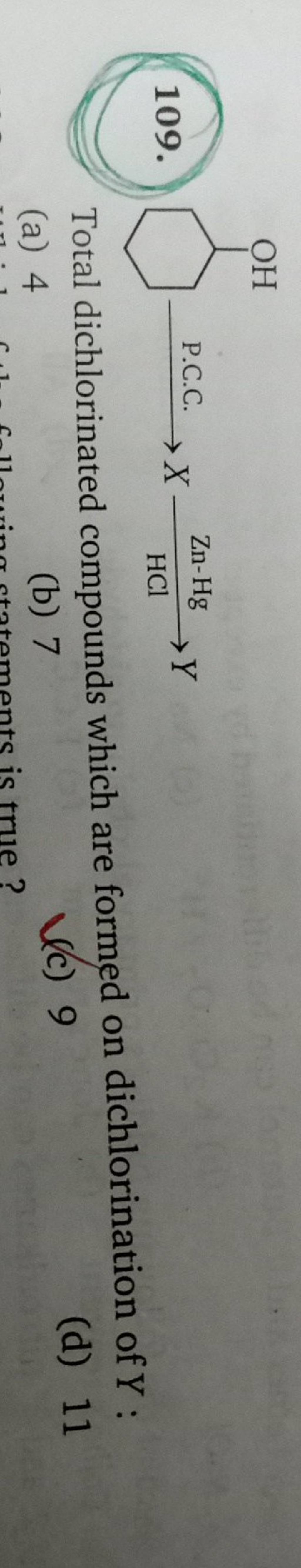 109. Total dichlorinated compounds which are formed on dichlorination of