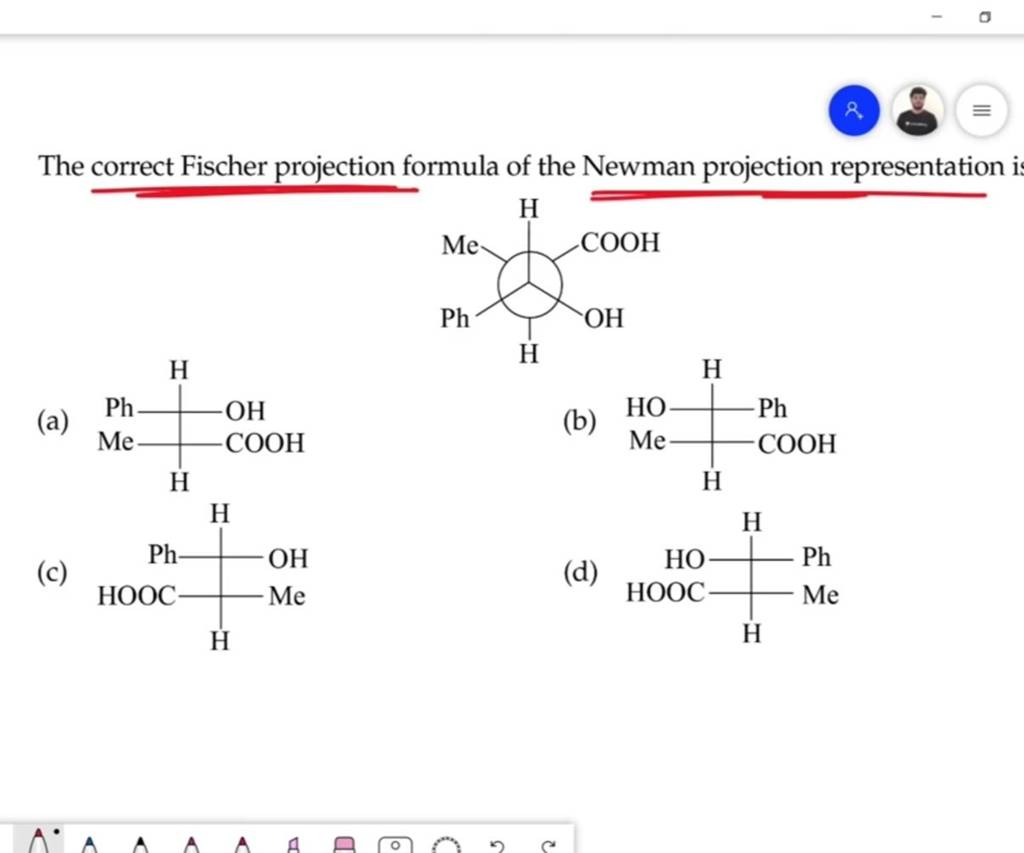 The correct Fischer projection formula of the Newman projection represent..