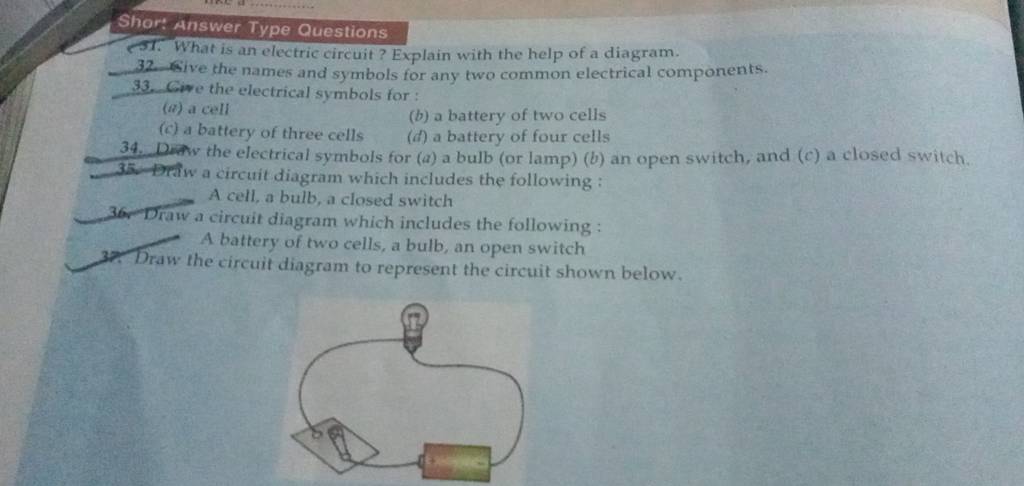 Shor Answer Type Questions 1 What Is An Electric Circuit Explain With shor-answer-type-questions-1-what-is-an-electric-circuit-explain-with