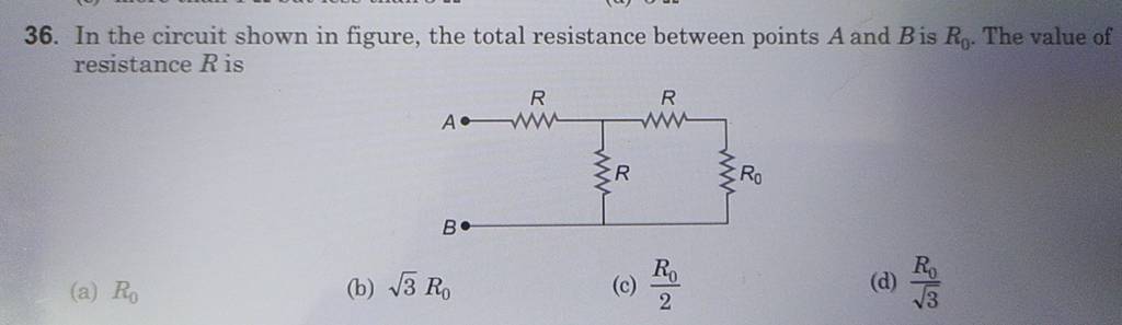 In the circuit shown in figure, the total resistance between points A and..