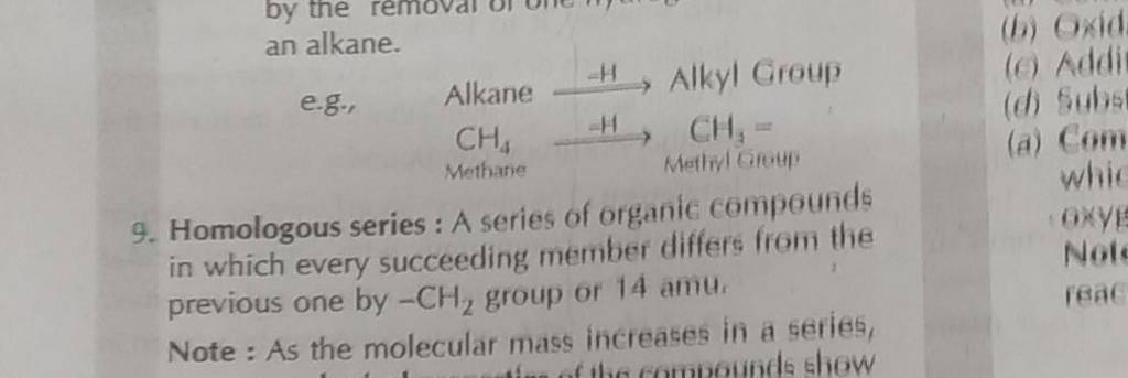 an alkane. Methane M series of organic compoundes 9. Homologous series: A..