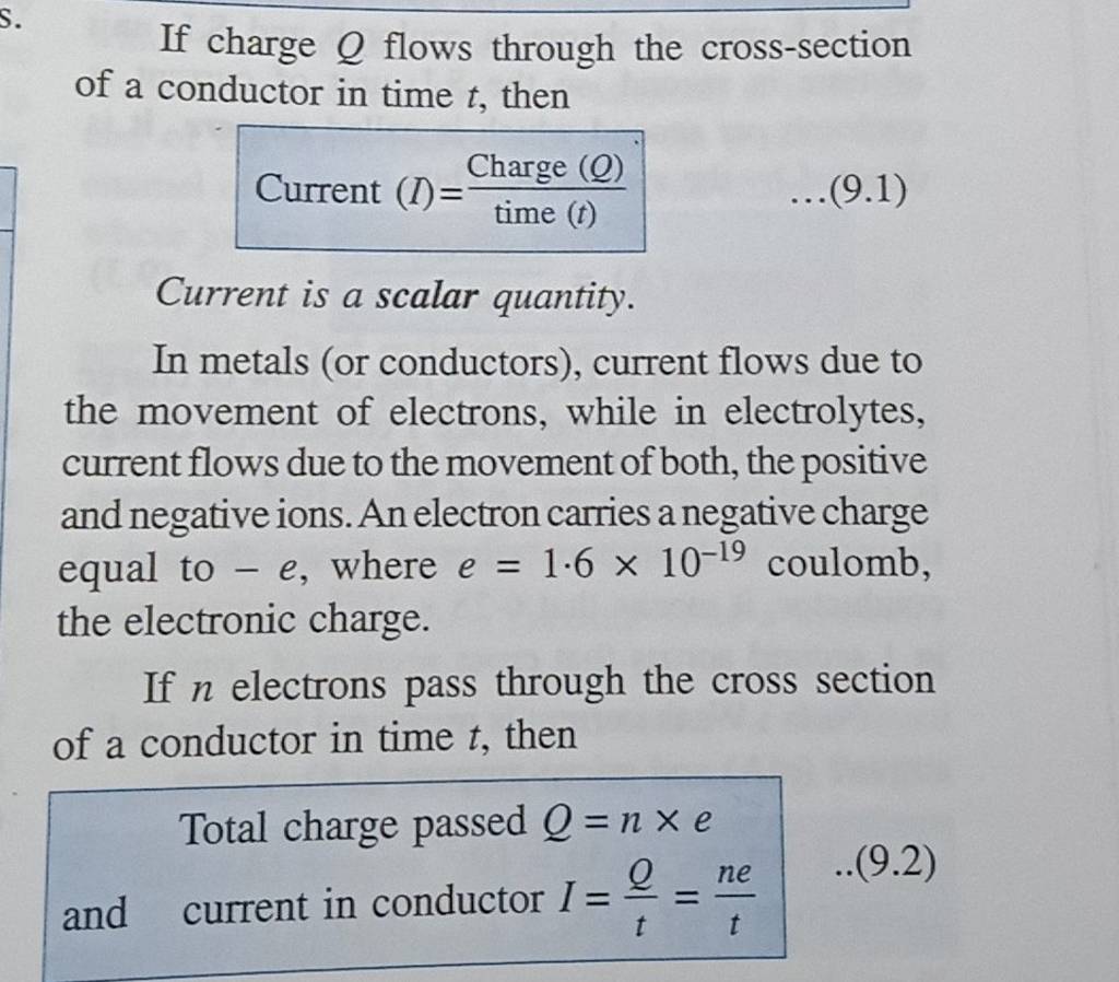 If charge Q flows through the cross-section of a conductor in time t, the..
