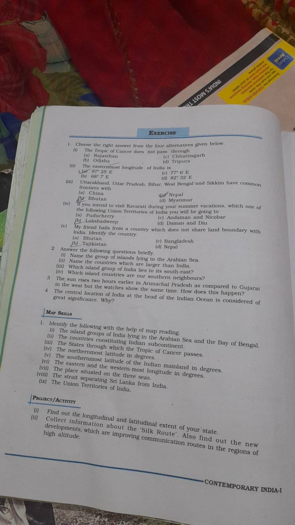 The strait separating Sri Lanka from India. (ix) The Union Territories o..