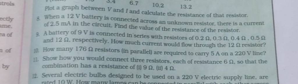 Plot a graph between V and I and calculate the resistan | Filo