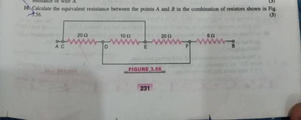 10. Calculate the equivalent resistance between the points A and B in the..