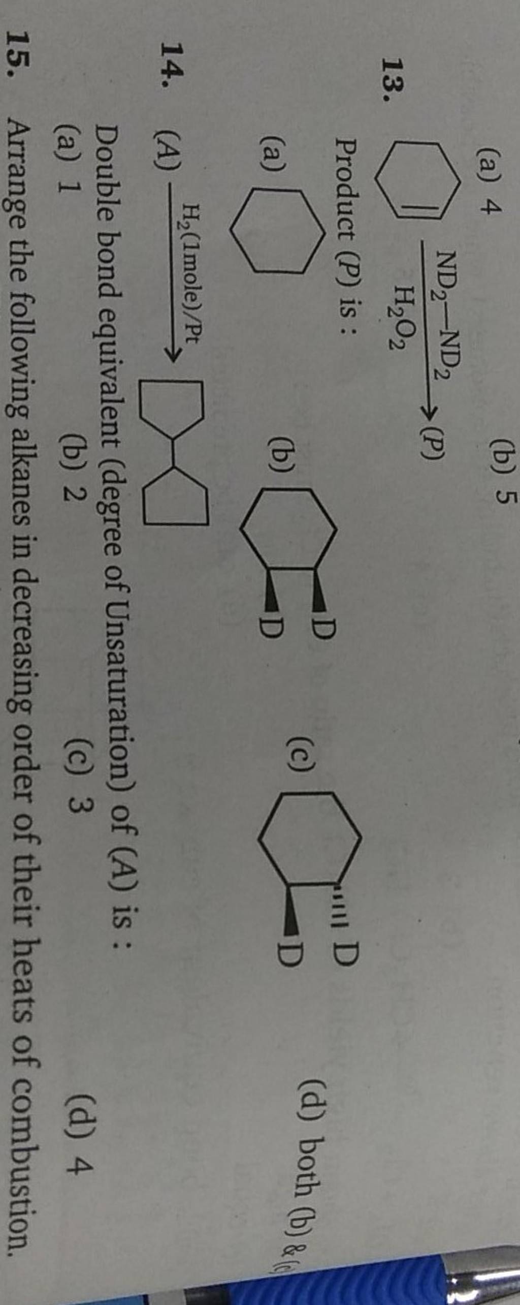 Double bond equivalent (degree of Unsaturation) of (A) is : | Filo