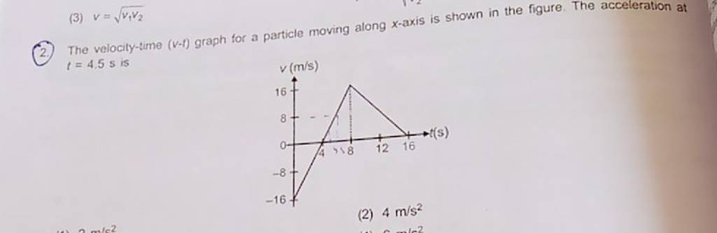 3 V V1 V2 2 The Velocity Time V−t Graph For A Particle Moving At