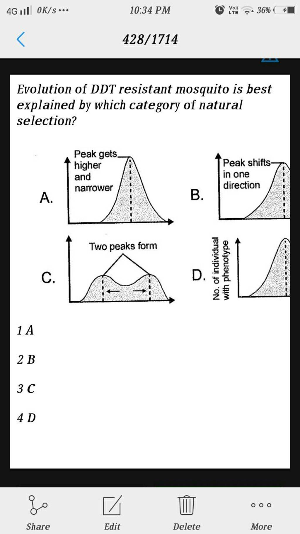 Evolution of DDT resistant mosquito is best explained by which category o..