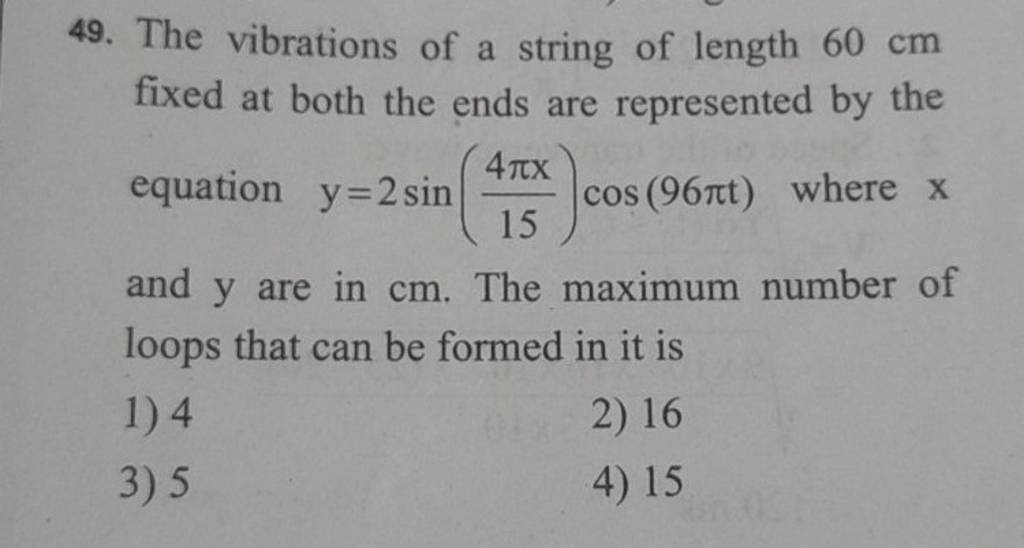The vibrations of a string of length 60 cm fixed at both the ends are rep..