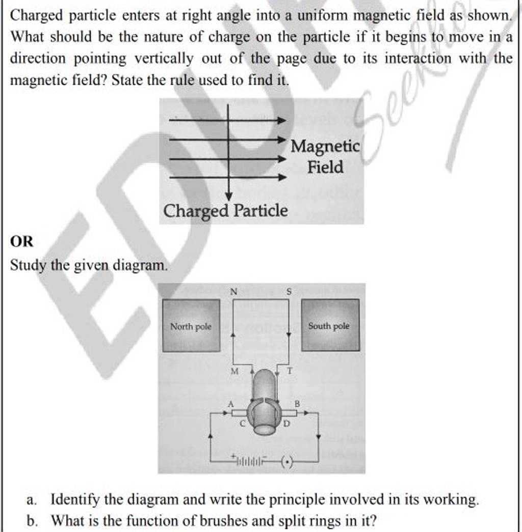 Charged particle enters at right angle into a uniform magnetic field as s..