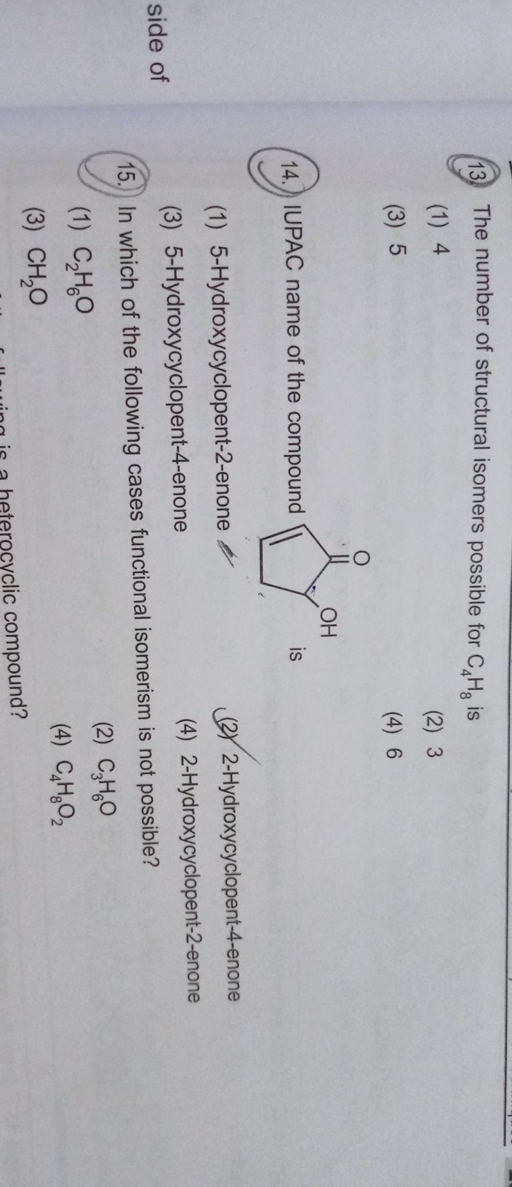 The Number Of Structural Isomers Possible For C4 H8 Is Filo