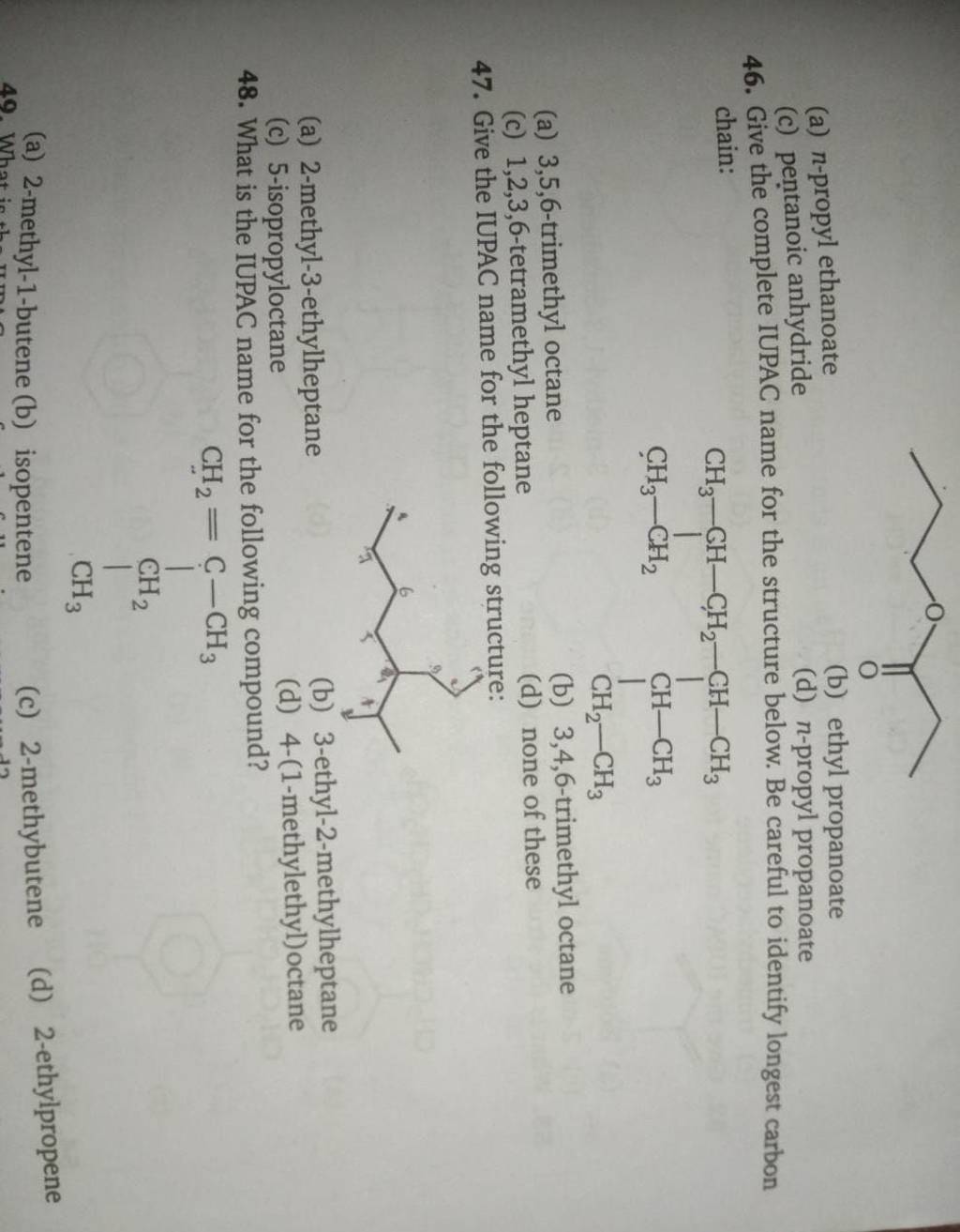 Give the IUPAC name for the following structure: | Filo