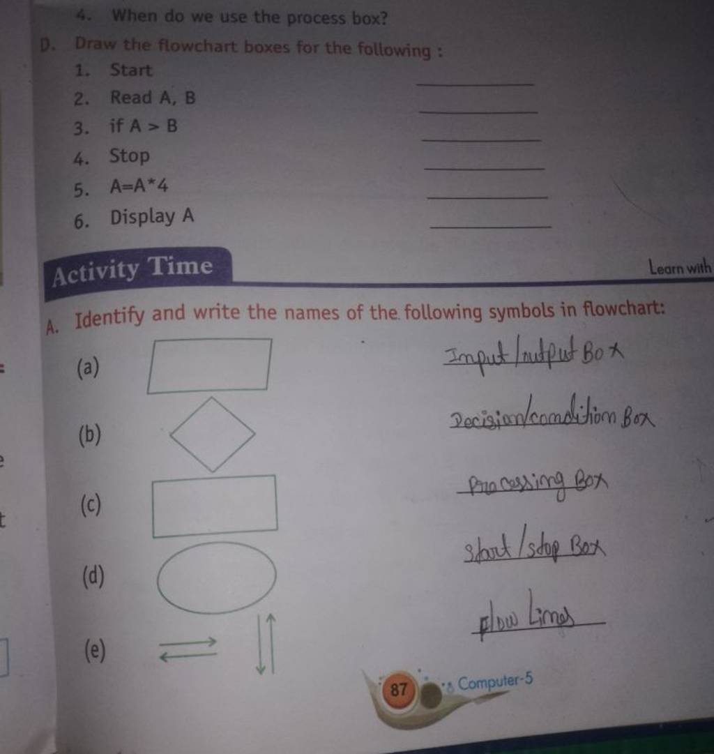 Draw the flowchart boxes for the following : | Filo