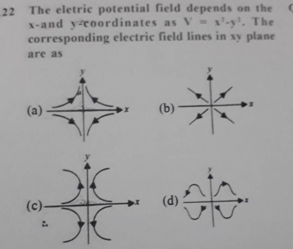 22 The eletric potential field depends on the x-and y-coordinates as V=x2.. 22 The eletric potential field depends on the x-and y-coordinates as V=x2..