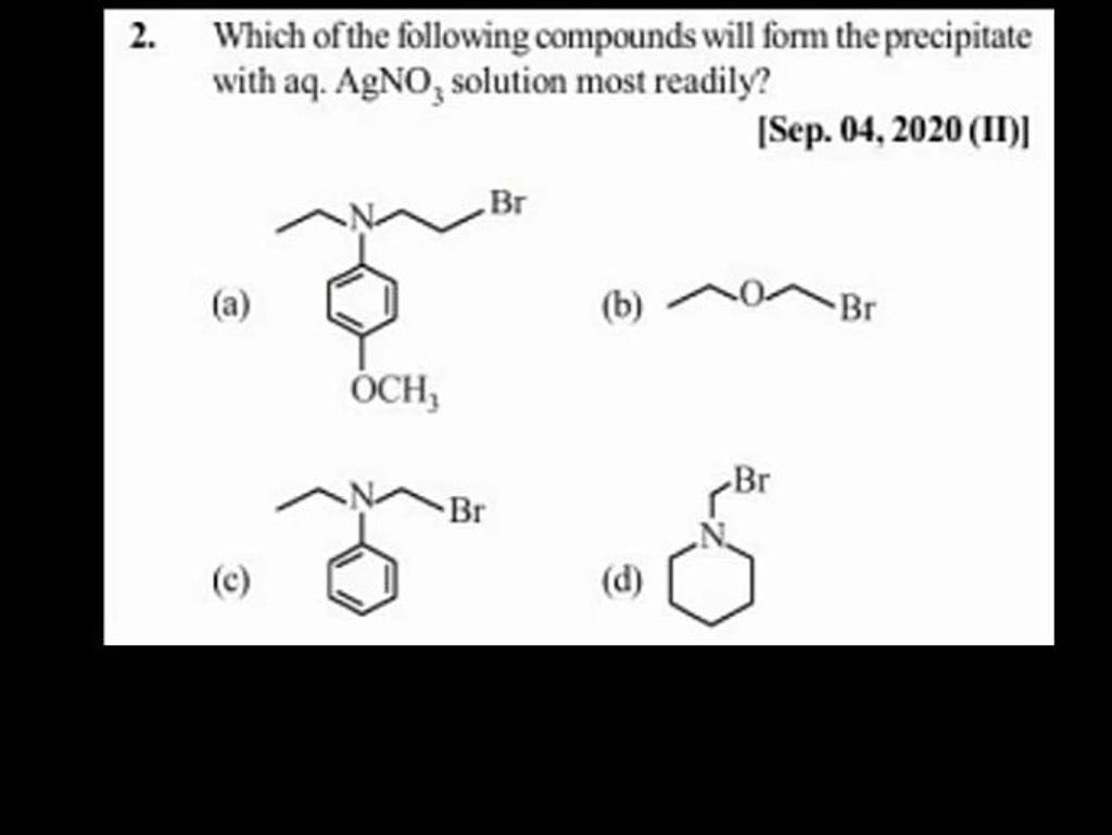 Which of the following compounds will form the precipitate with aq. AgNO3..
