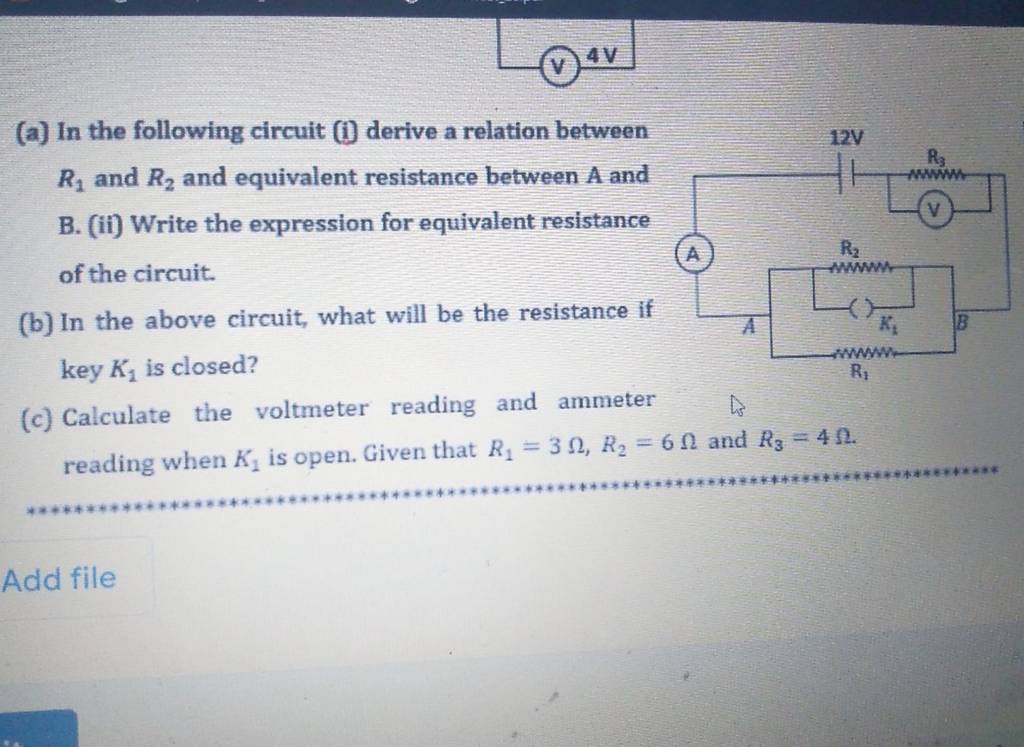 (a) In the following circuit (i) derive a relation between R1 and R2 an.. (a) In the following circuit (i) derive a relation between R1 and R2 an..