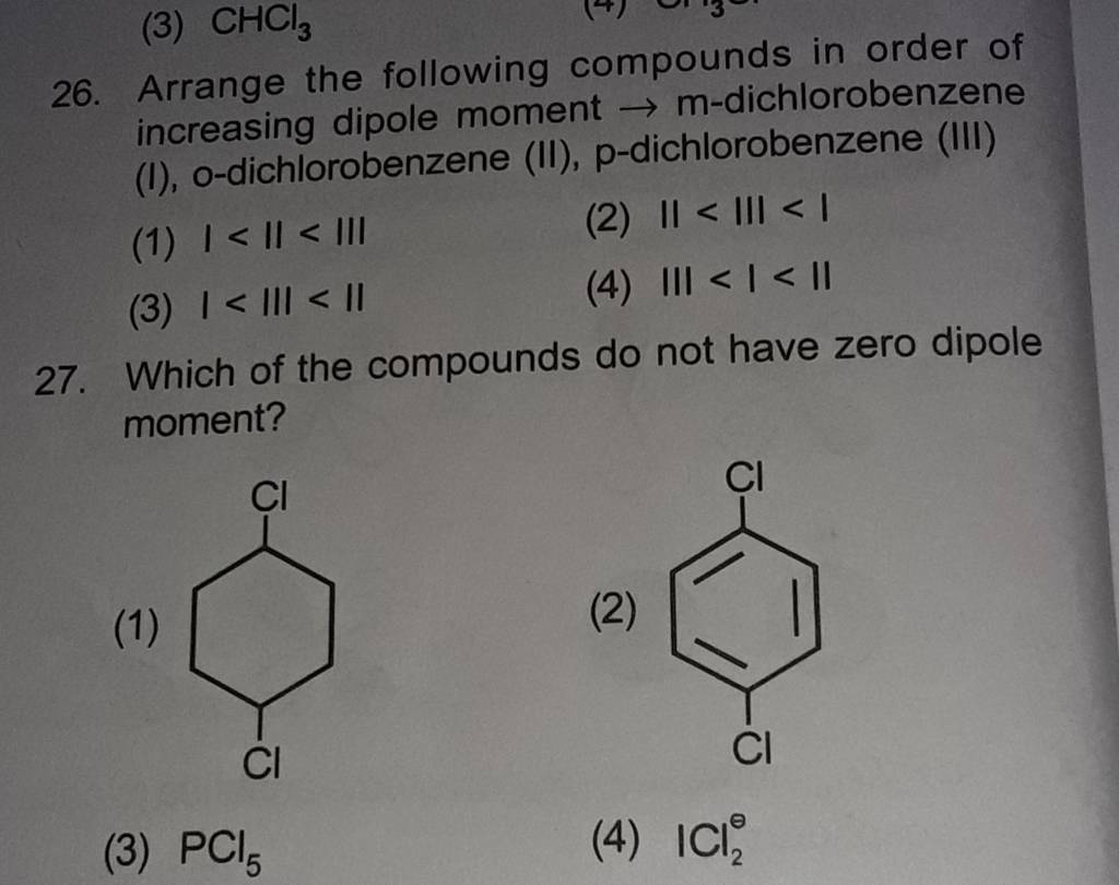Which of the compounds do not have zero dipole moment? | Filo