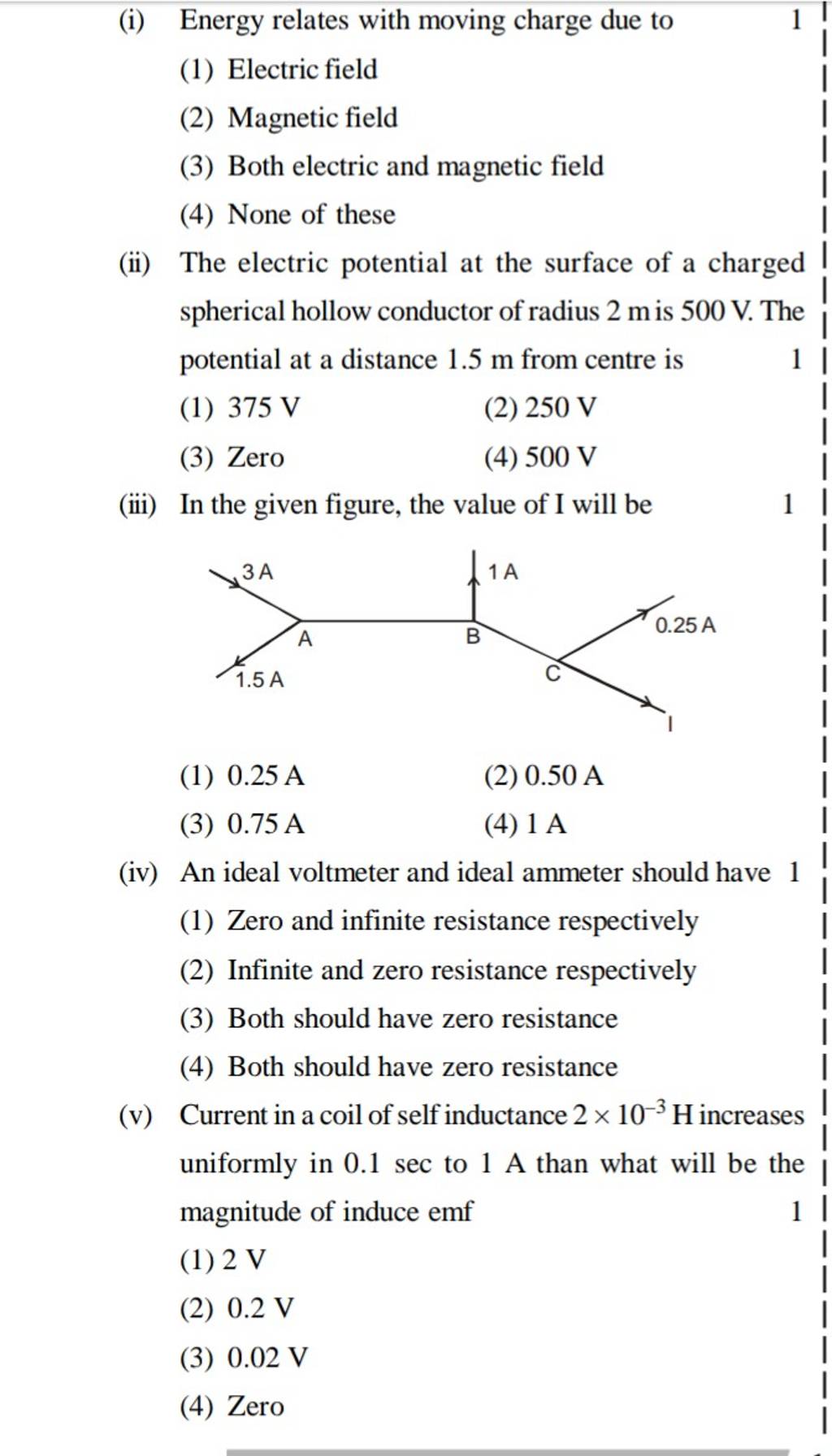 Current in a coil of self inductance 2×10−3H increases uniformly in 0.1s..