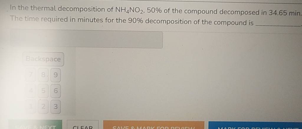 In the thermal decomposition of NH4 NO2 ,50% of the compound decomposed i..