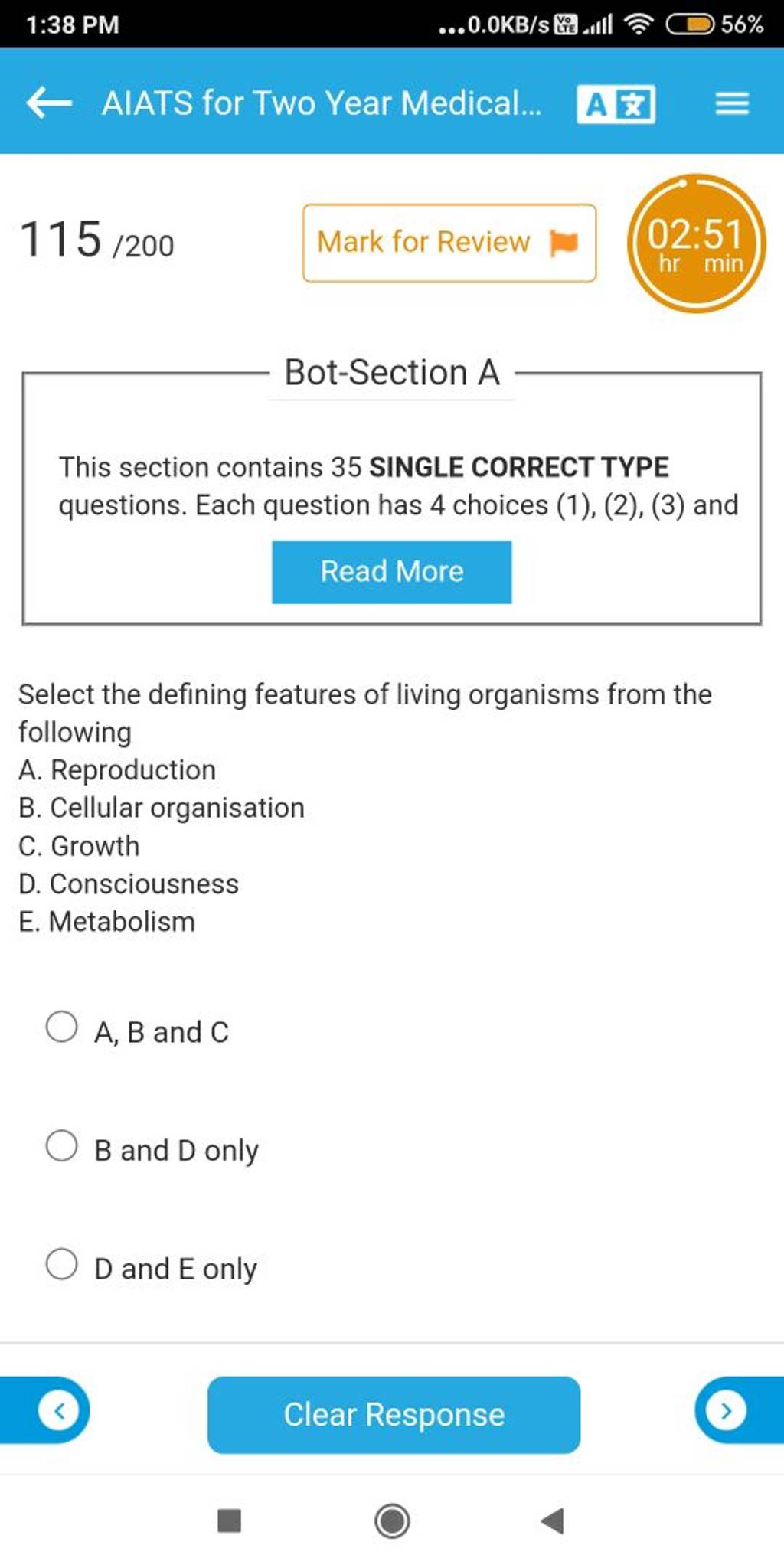 Bot-Section A This section contains 35 SINGLE CORRECT TYPE questions. Eac..