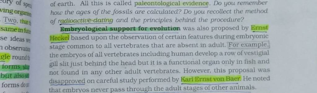 Of Earth All This Is Called Paleontological Evidence Do You Remember Ho