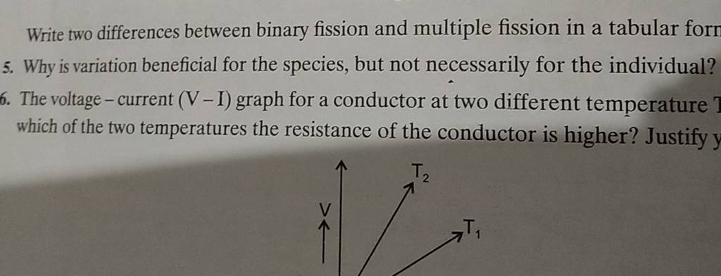 Write two differences between binary fission and multiple fission in a ta.. Write two differences between binary fission and multiple fission in a ta..