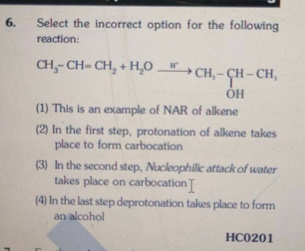 Select The Incorrect Option For The Following Reaction Filo